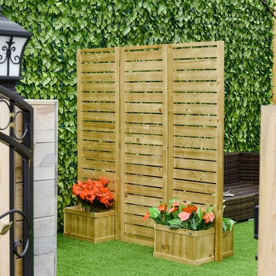 Outsunny Privacy Screen With 4 Wooden Planter Box, Flower Pot Vegetable ...