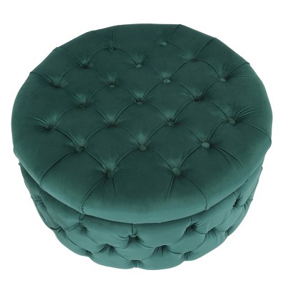 Westintrends Round Velvet Tufted Storage Ottoman For Living Room ...