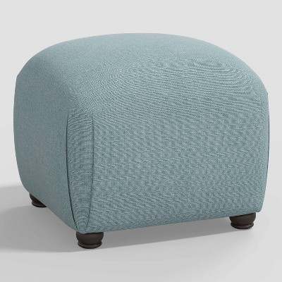 Skyline Furniture Poppy Ottoman Linen Seaglass: Upholstered Footstool ...