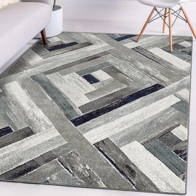 Luxe Weavers Modern Abstract Wood Carpet Geometric Gray 5x7 Area Rug ...
