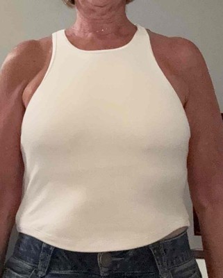 Women's Rib High Neck Racerback Cropped Tank Top - All In Motion™ Cream ...