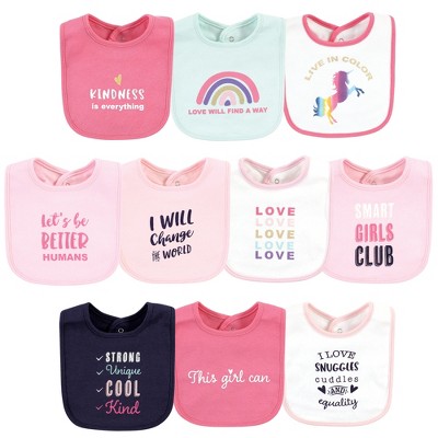 Hudson Baby Infant Girl Cotton Bibs, Empowerment, One Size : Target