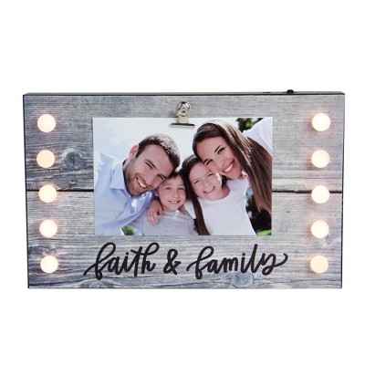 Northlight Led Lighted Faith & Family Picture Frame With Clip - 4" X 6 ...
