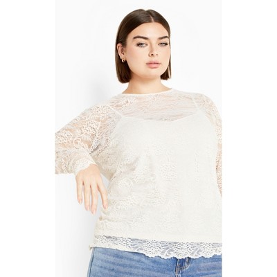 Women's Plus Size Lace Selena Top - Cream | City Chic : Target