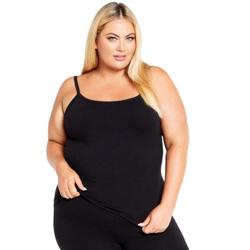 Avenue Women's Plus Size Cotton Knit Essential Cami - 30/32, Black : Target