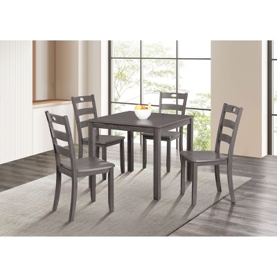 Homes: Inside + Out 5pc Danca Transitional Square Dining Table Set Gray ...