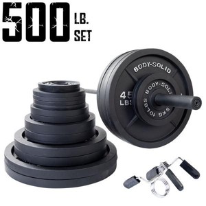Cast Iron Olympic Weight Set with Olympic Bar and Collars for Strength ...