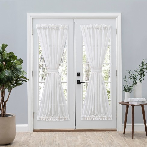 Ricardo Shannon Sheer Linen Door Panel W/tie Back 52x40 White : Target