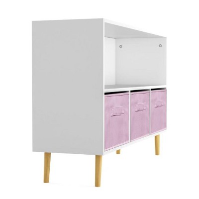 MDF 2-Tier Kids Bookshelf with Foldable Fabric Drawers, : Target