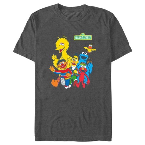 Men's Sesame Street Main Group Shot T-shirt - Charcoal Heather - Large ...