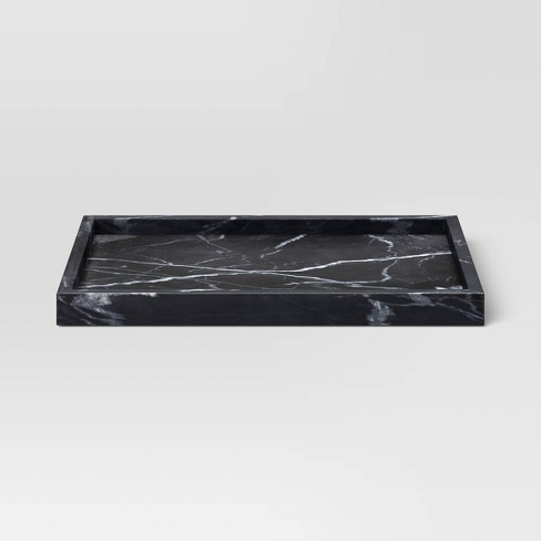 Marble Rectangle Tray Black - Threshold™: Elegant Home Decor, Raised ...