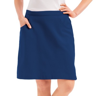 Collections Etc Woven Pull-on Skort With Elasticized Waist Medium Navy ...