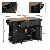 Zeus & Ruta 54" Rolling Kitchen Island Cart with Glass Door Storage ...