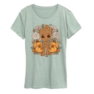 Women's Guardians Of The Galaxy Groot Fall Short Sleeve Graphic T-Shirt ...