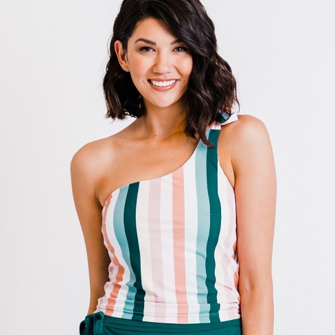 Calypsa Women's One Shoulder Layla Crop Swim Top With Built In Bra ...