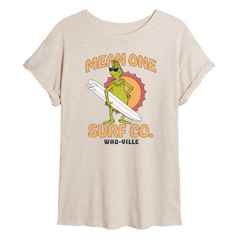 Women's Dr. Seuss The Grinch Who-ville Surfing Co Oversized Graphic T ...