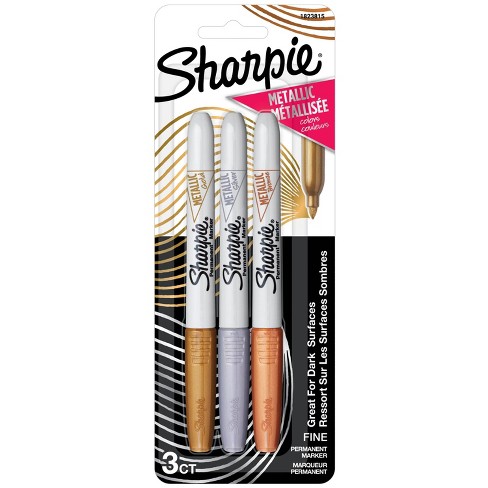 Sharpie 3pk Permanent Markers Fine Tip Metallic Gold/silver/bronze : Target