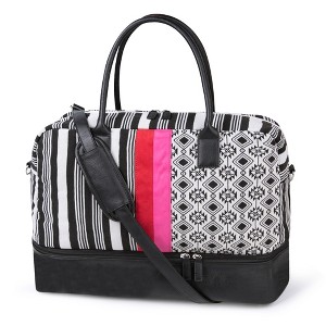 Canvas Weekender Bag with Shoe Compartment and Toiletry Bag, Overnight ...
