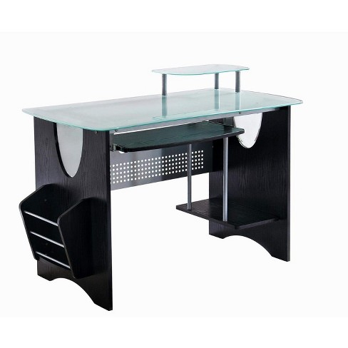 Techni Mobili Stylish Frosted Glass Top Computer Desk With Storage ...
