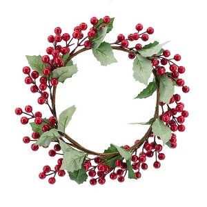FONTOI 13 Inch Wreath 3pcs Red Berry Wreath With Holly Leaves ...