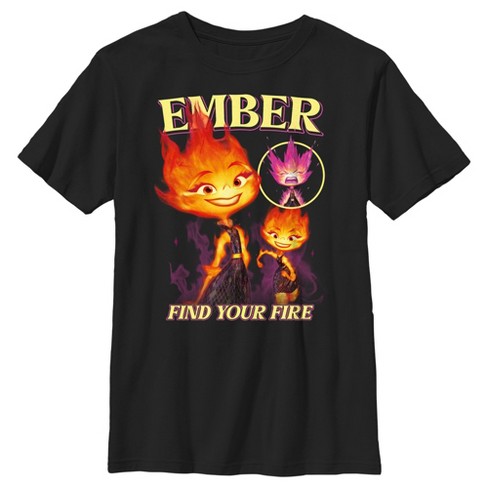 Boy's Elemental Ember Find Your Fire Poster T-shirt - Black - Large ...