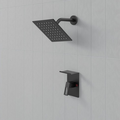 Shower Set With Storage Rack, Rain Head, And Decoration Kit In Matte ...