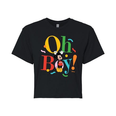 Women's - Disney - Mickey Oh Boy Cropped Graphic T-shirt : Target
