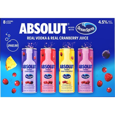 Absolut Ocean Spray Variety Cocktails - 8pk/355ml Cans : Target