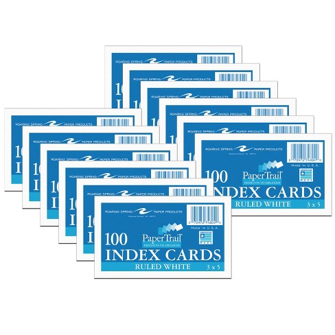 Papertrail Index Cards, 3" X 5", Ruled, 100 Per Pack, 12 Packs : Target