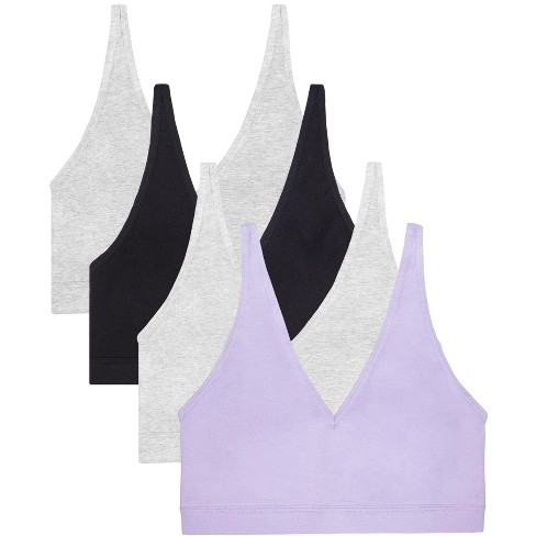 Smart & Sexy Women's Comfort Cotton Plunge Bralette 4 Pack Grey/black ...