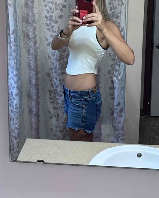 Women's Rib High Neck Racerback Cropped Tank Top - All In Motion™ Cream ...