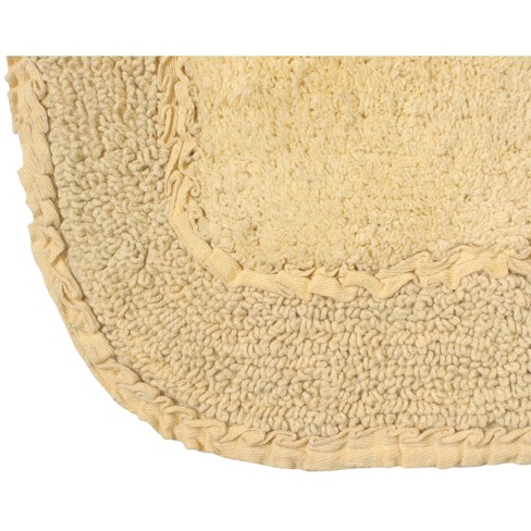 22" Round Radiant Collection Yellow Cotton Ruffle Pattern Tufted Bath ...