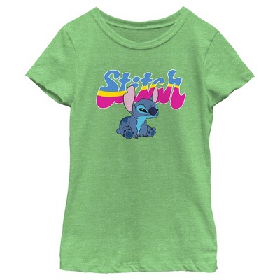 Girl's Lilo & Stitch Groovy Stitch T-shirt - Green Apple - Small : Target