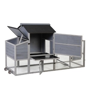 Portable Chicken Coop with Nesting Box and Run, 82.28 x 25.6 x 44.88 ...