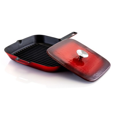 Megachef 11 Inch Square Enamel Cast Iron Grill Pan With Matching Grill ...