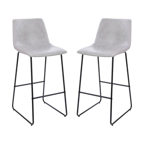 Emma And Oliver Set Of 2 Kitchen Bar Height Stool - 30 Inch Light Gray ...