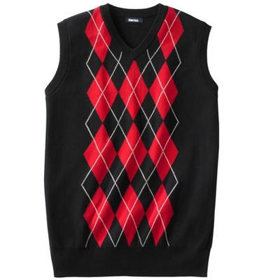 Kingsize Men's Big & Tall V-neck Argyle Sweater Vest - 8xl, Black : Target