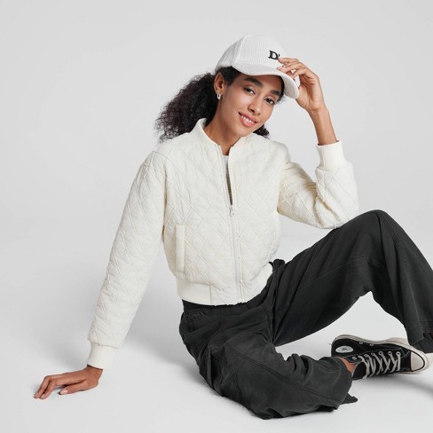 Women's Quilted Bomber Jacket - Wild Fable™ Cream S : Target
