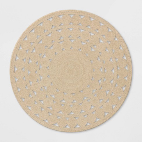 8' Round Ornate Braided Outdoor Rug Neutral - Threshold™ : Target