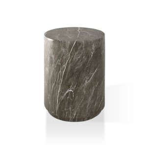 24/7 Shop At Home Seventi Round Stone End Table Brown Gray Marble 24/7 ...