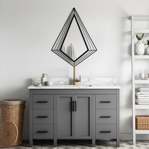 Uniquewise Decorative Tiered Diamond Shaped Black Metal Frame Wall ...