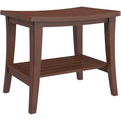 Sorbus Bamboo Shower Bench Stool With Shelf - 2-tier Wood Storage ...