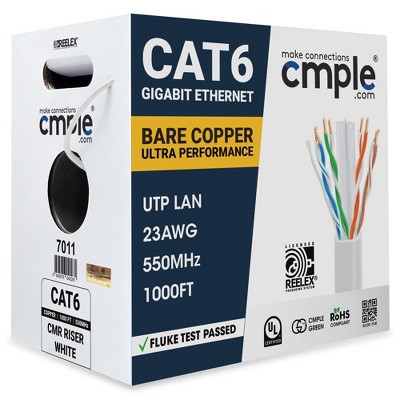 Cmple - Cat6 CMR Riser Ethernet Cable 1000ft 23AWG Bare Copper UTP ...