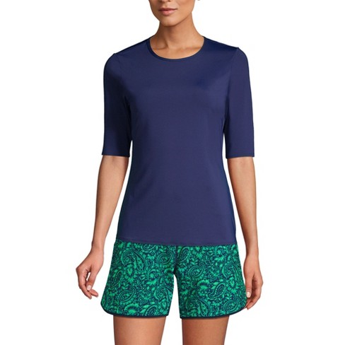 Lands' End Women's Crew Neck Rash Guard Upf 50 Swim Tee : Target