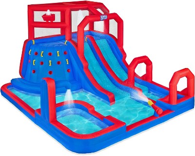 Sunny & Fun Mega Inflatable Kids Backyard Water Slide Park - Blue/red ...
