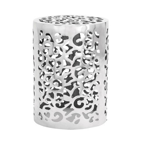 Contemporary Aluminium Stool Silver - Olivia & May: Round, Indoor Use ...