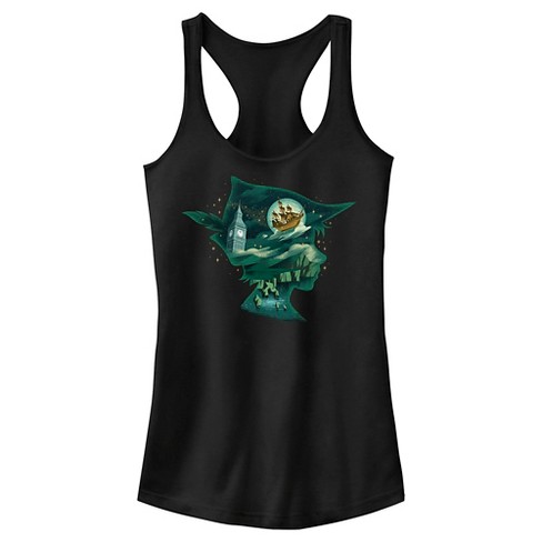 Juniors Womens Peter Pan & Wendy Silhouette Peter Scenes Racerback Tank ...