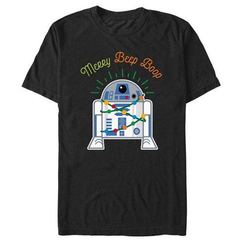 Men's Star Wars Merry Beep Boop T-shirt - Black - Small : Target