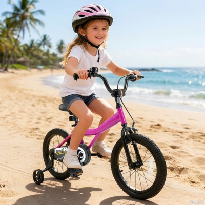 16 Inch Kids Bike with Training Wheels for Girls Ages 4-7 Pink ...
