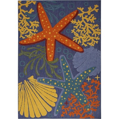 Nourison Aloha Ocean Starfish Indoor/outdoor Area Rug Navy Multicolor 5 ...
